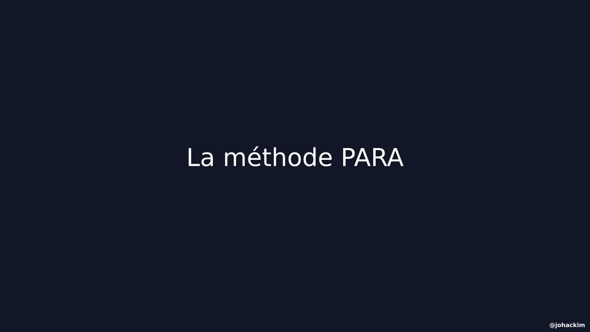 La méthode PARA La méthode PARA